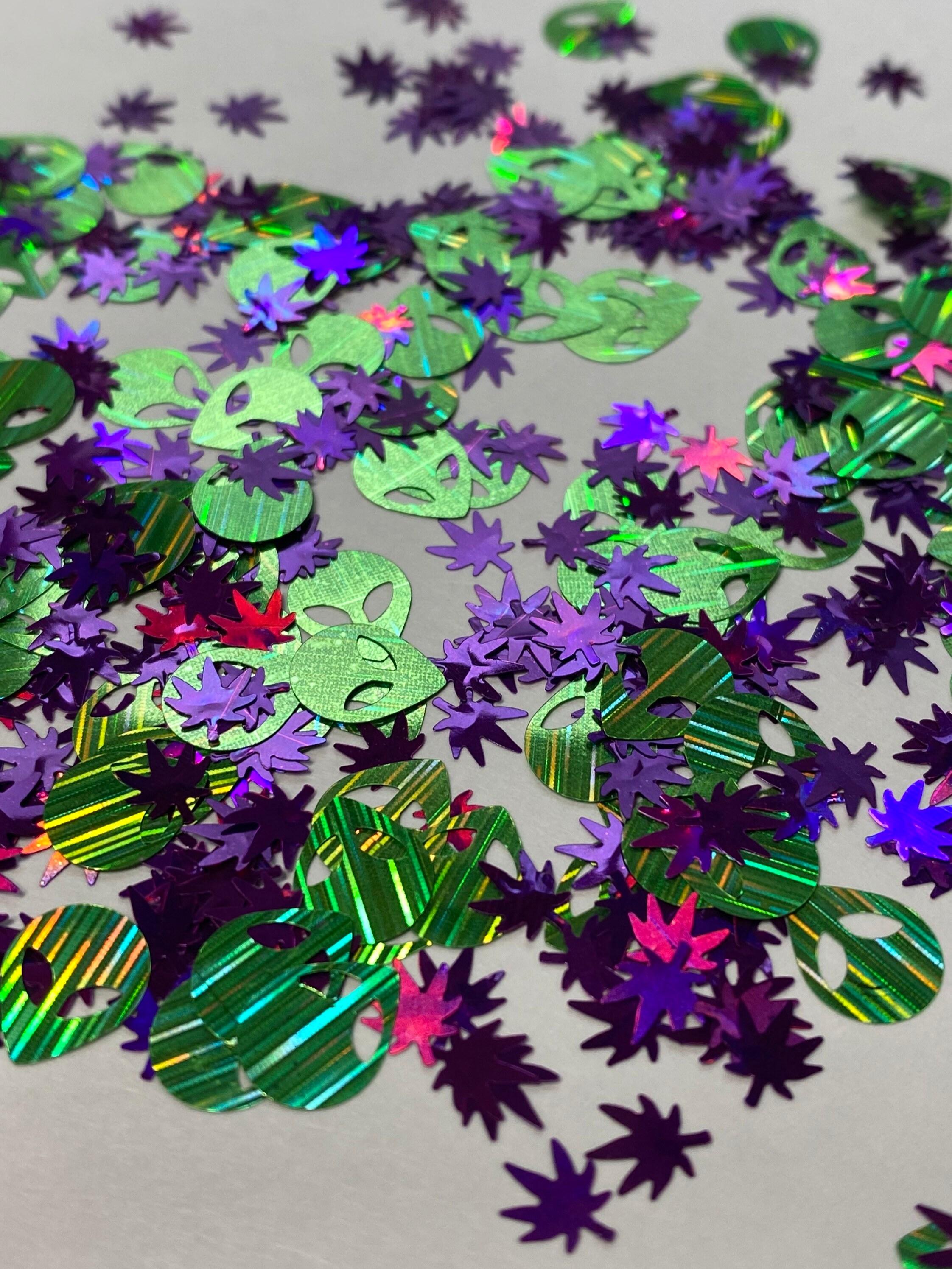 Purple Holographic Cannabis Pot Leaf Glitter Mix With Alien - Etsy