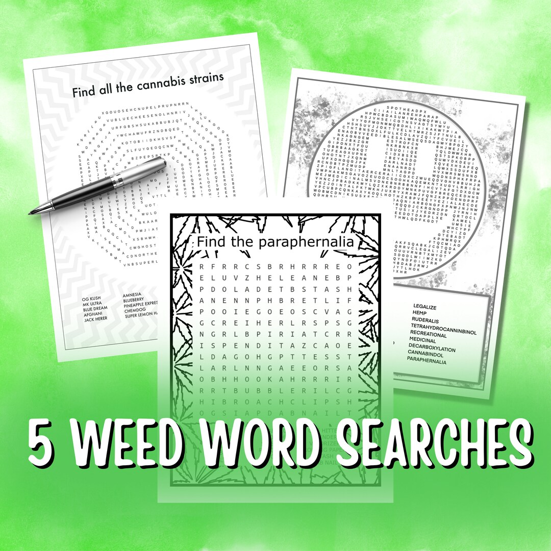 Printable Stoner Word Searches || 5 Pages to Entertain You When Stoned ...