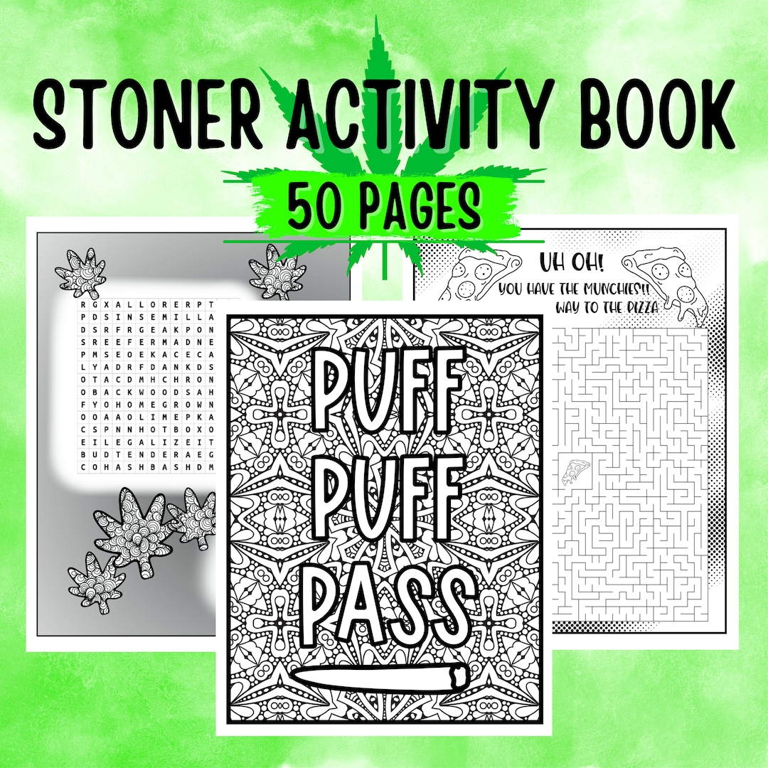 Printable Stoner Activity Book || Weed Coloring Pages, 420 Party Games ...