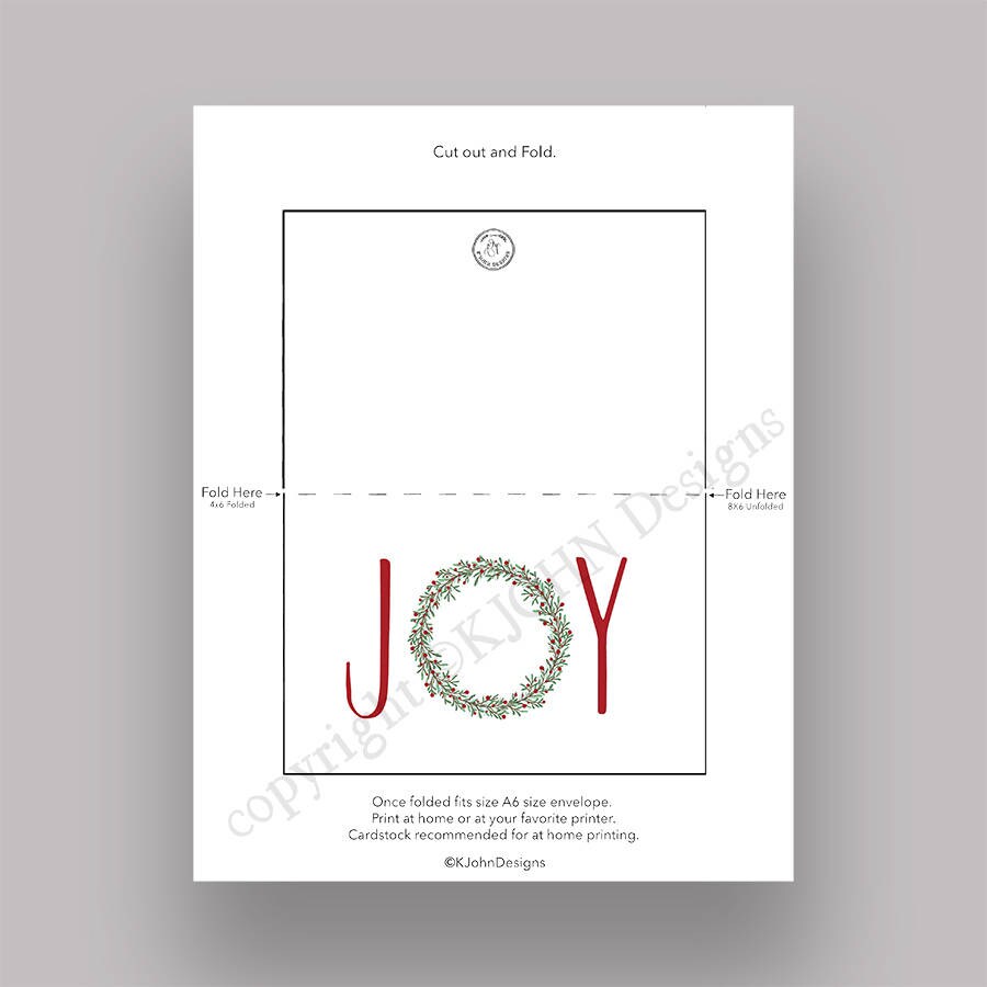 Christmas Joy Printable Card Joy Greeting Card Instant - Etsy