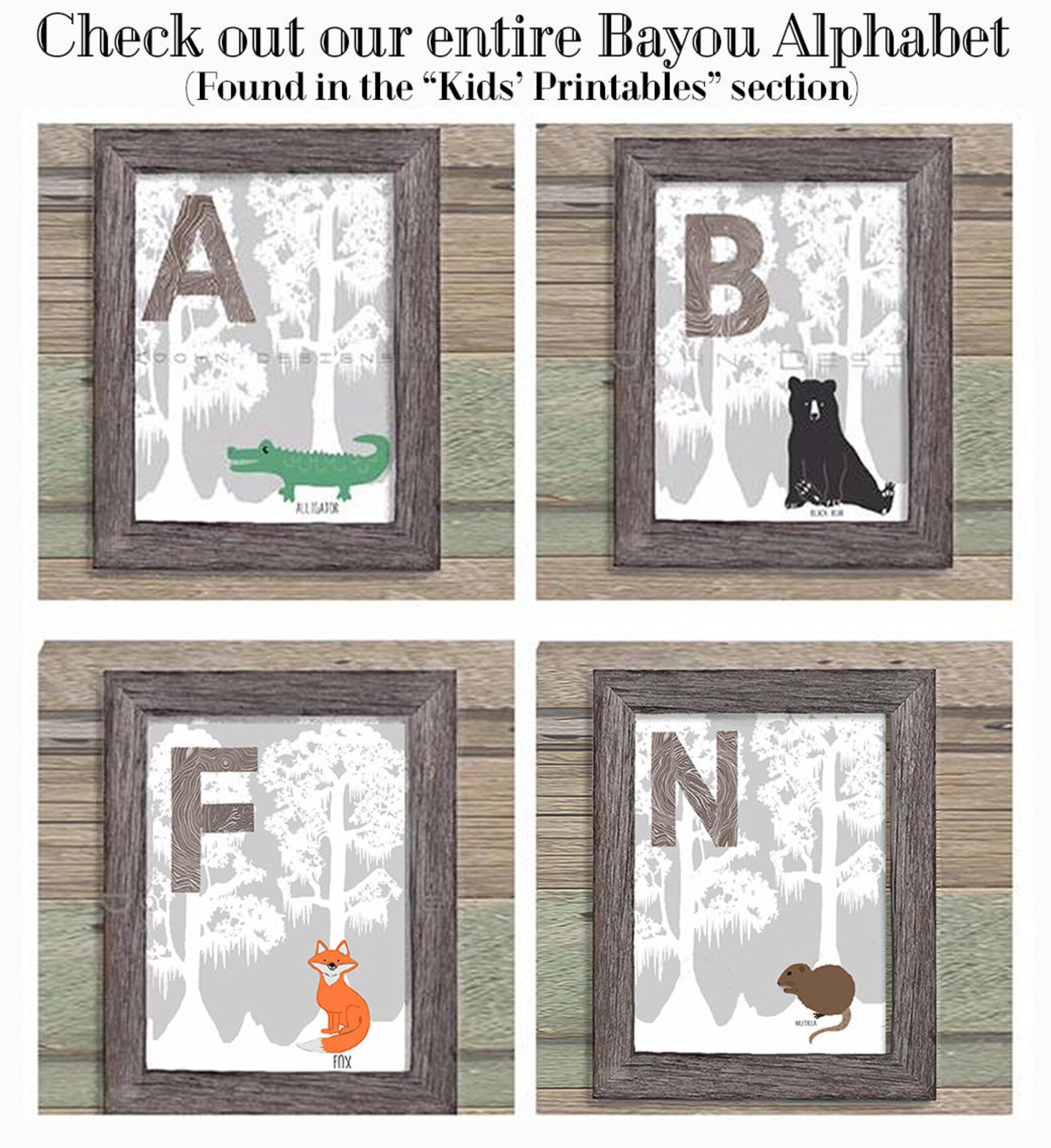 Bayou Alphabet Critters. Letter A. Alligator. Children's Room, Nursery ...