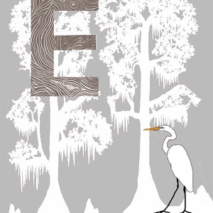 Bayou Alphabet Critters. Letter E. Egret. Digital Download. Children's ...