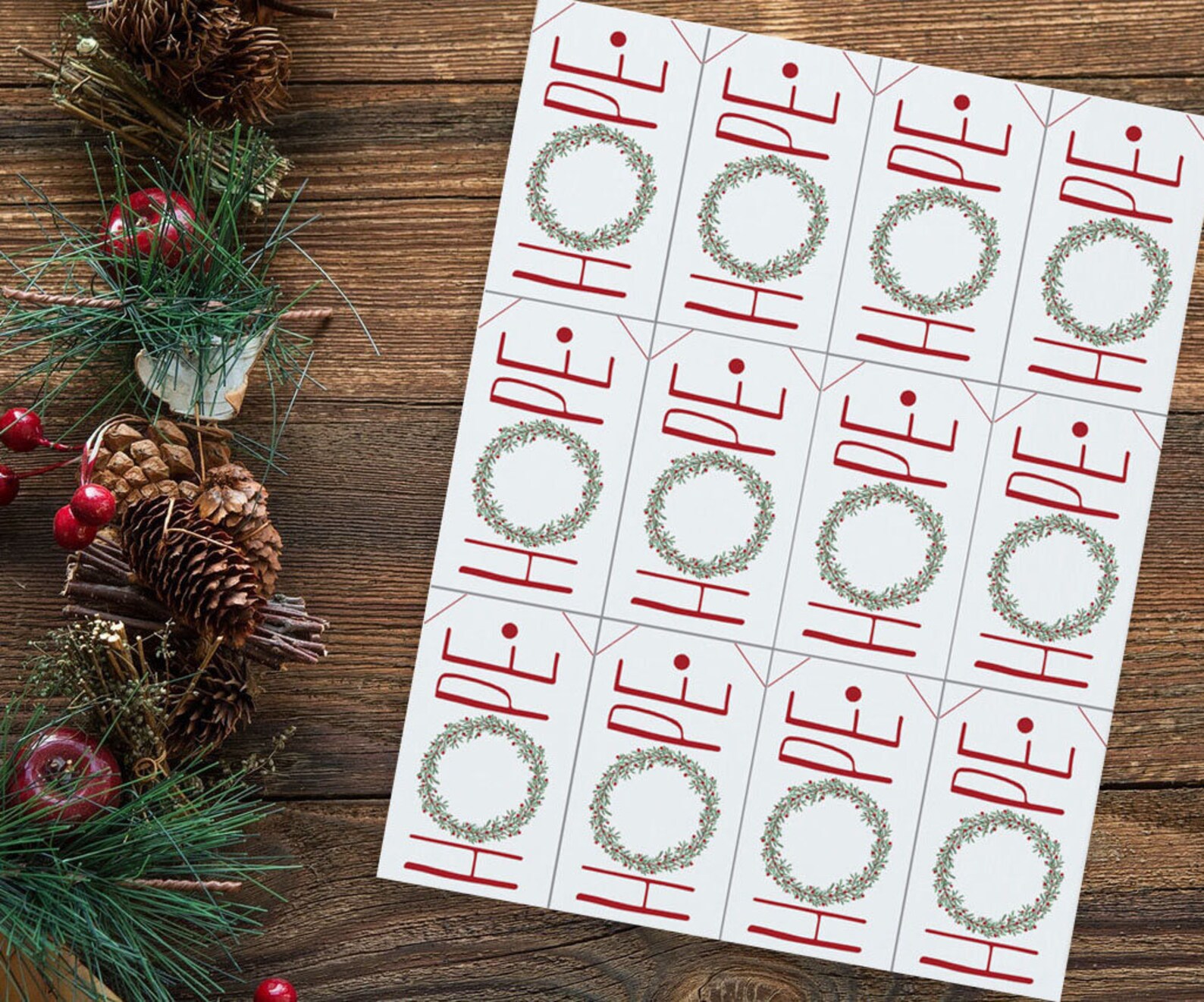 Hope Christmas Printable Gift Tags Holiday DIY Labels Digital Hope Tag ...