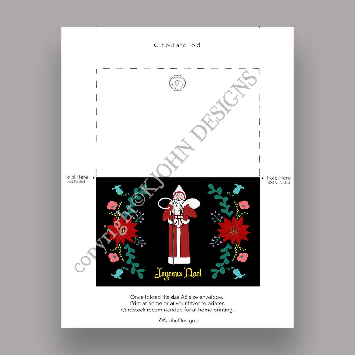 Printable Santa Christmas Card Instant Holiday Download - Etsy