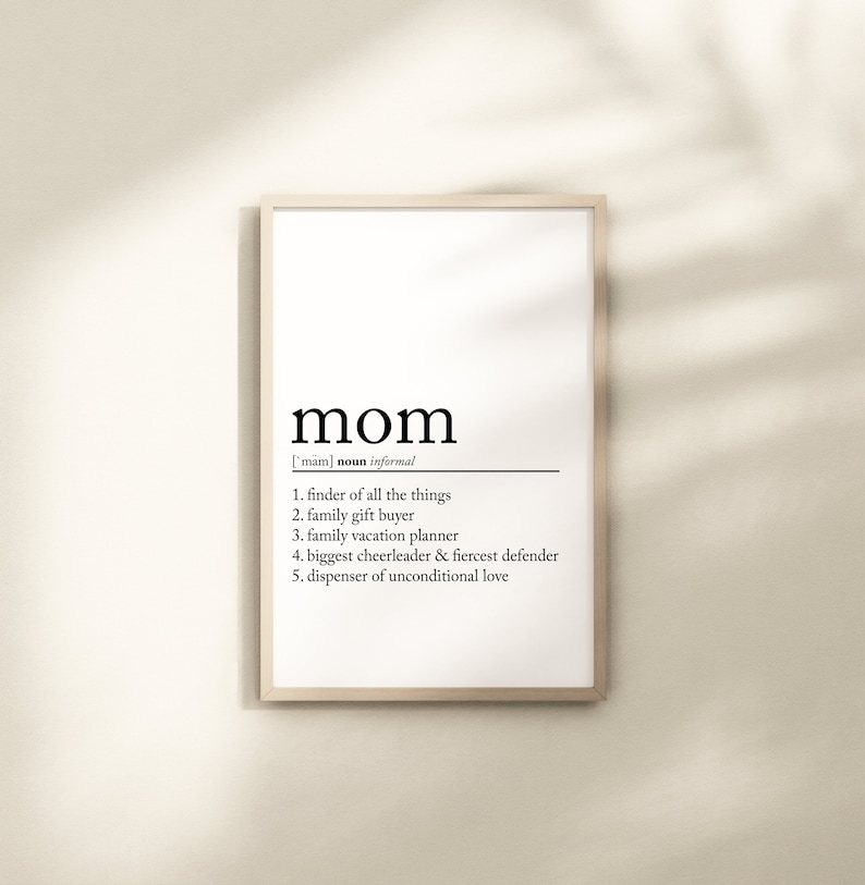 Mom Definition Printable Mother's Day Digital Print Mom Dictionary Page ...
