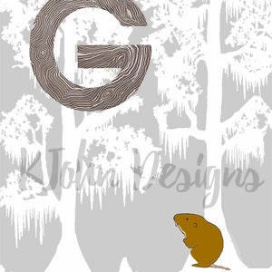 Bayou Alphabet Critters. Letter G. Gopher. Children's Room, Nursery ...