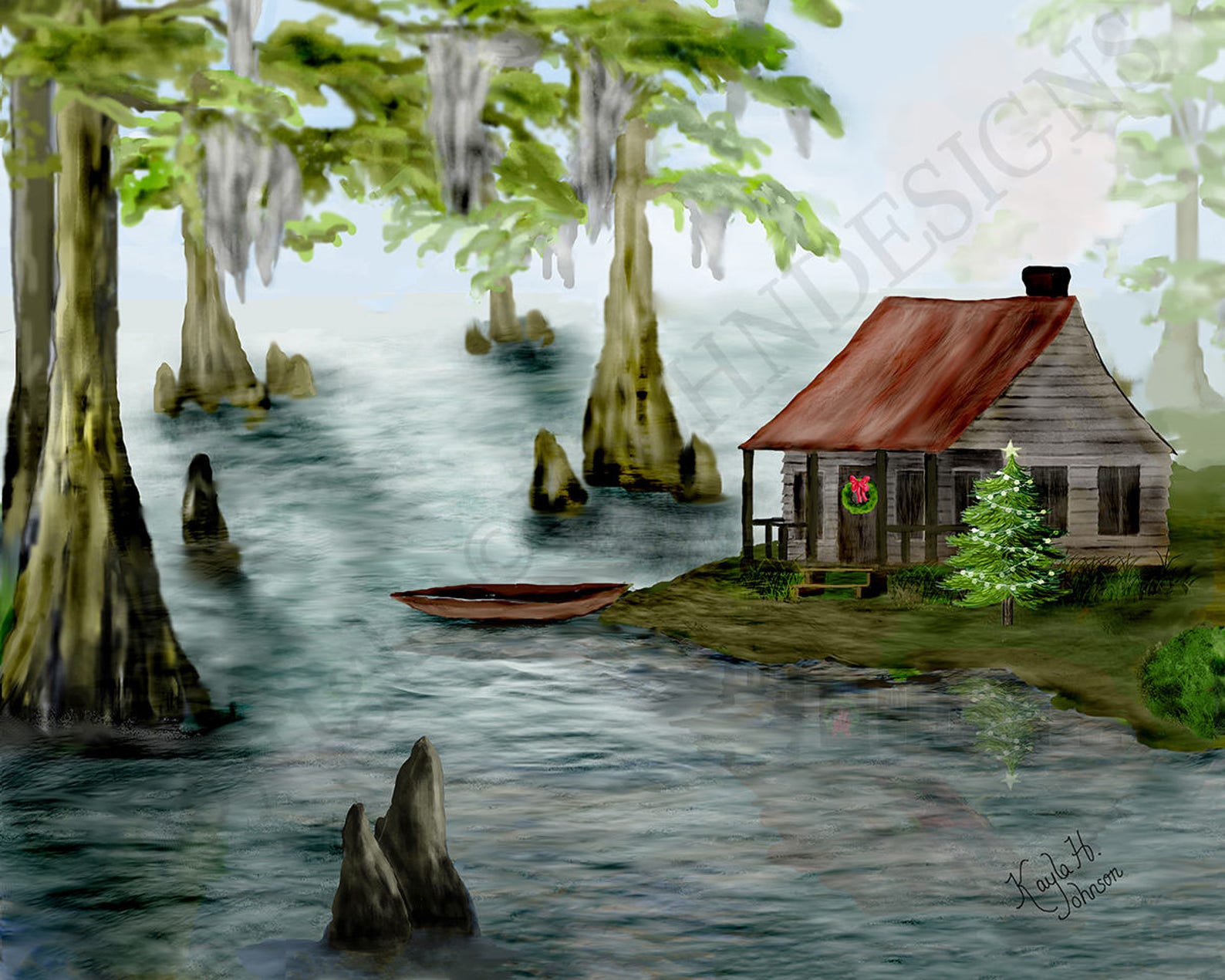 Cajun Christmas Art Print | Bayou Louisiana Christmas | Holiday Wall ...