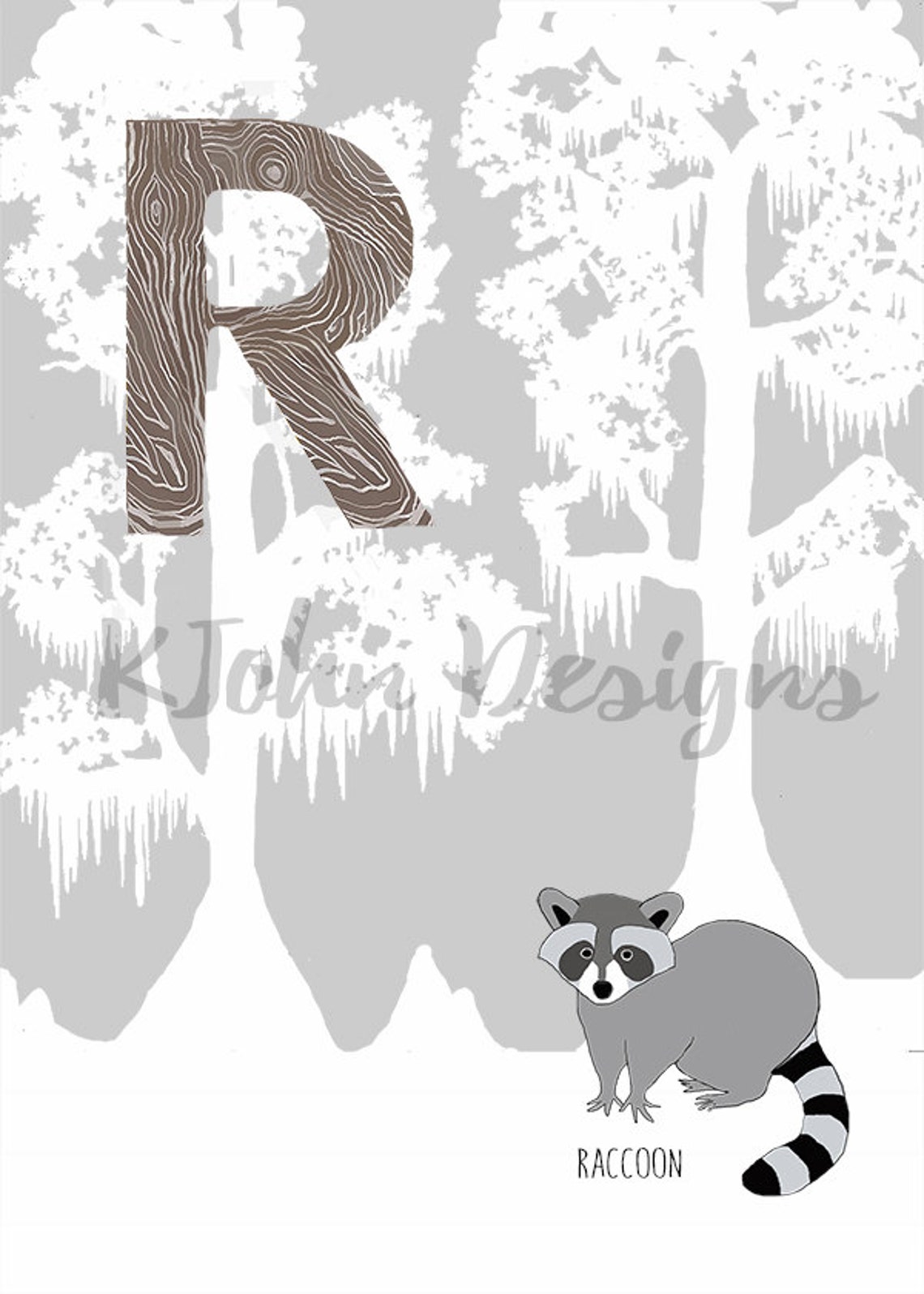 Bayou Alphabet Critters. Letter R. Raccoon. Children's - Etsy