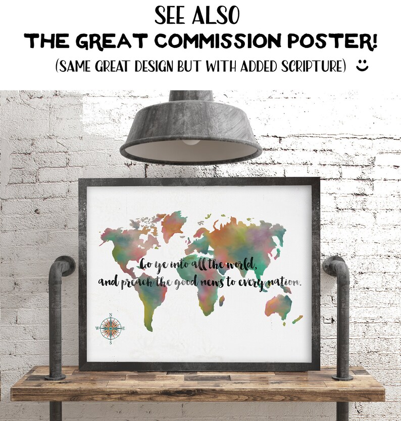 Boho World Map Poster Modern Watercolor Map Print Original - Etsy
