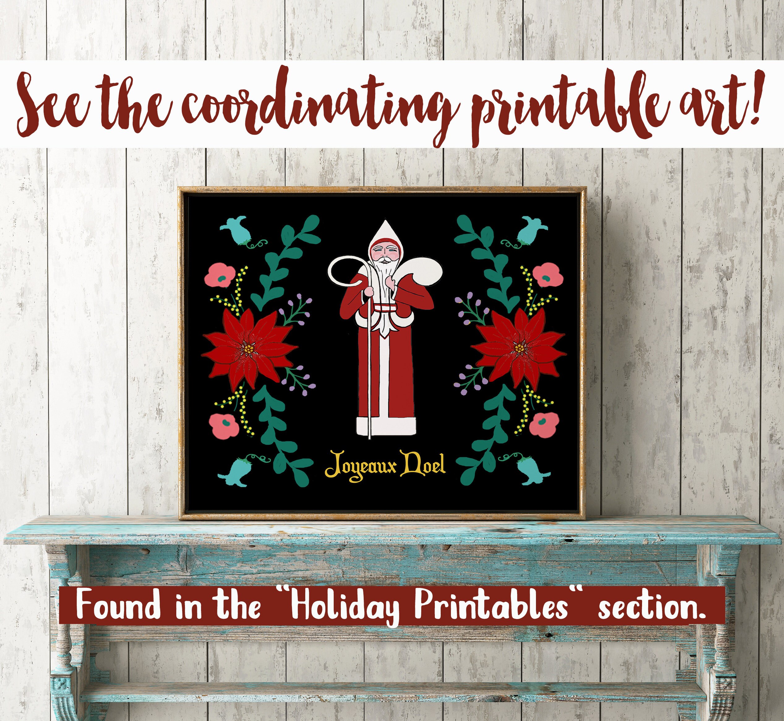 Printable Santa Christmas Card Instant Holiday Download - Etsy