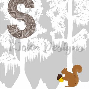 Bayou Alphabet Critters. Letter S. Squirrel. Children's - Etsy
