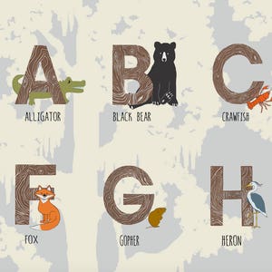 Southern Animal Alphabet Print | Alphabet Poster | ABC Animals Wall Art ...