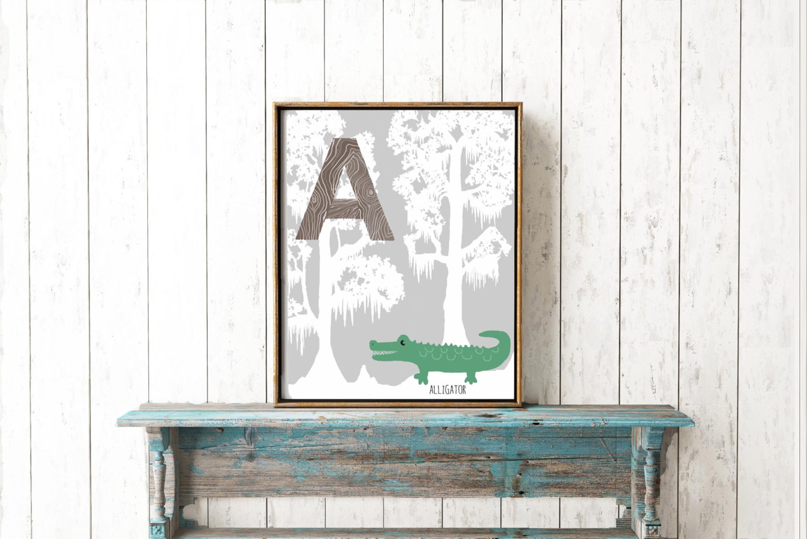 Bayou Alphabet Critters. Letter A. Alligator. Children's Room, Nursery ...