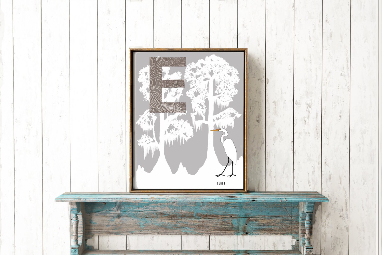 Bayou Alphabet Critters. Letter E. Egret. Digital Download. Children's ...