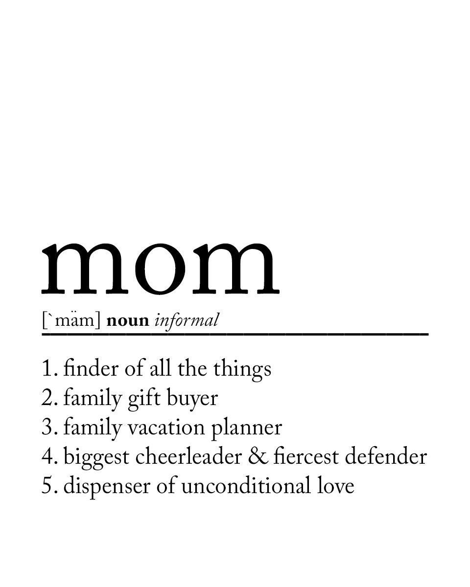 Mom Definition Printable Mother's Day Digital Print Mom Dictionary Page ...