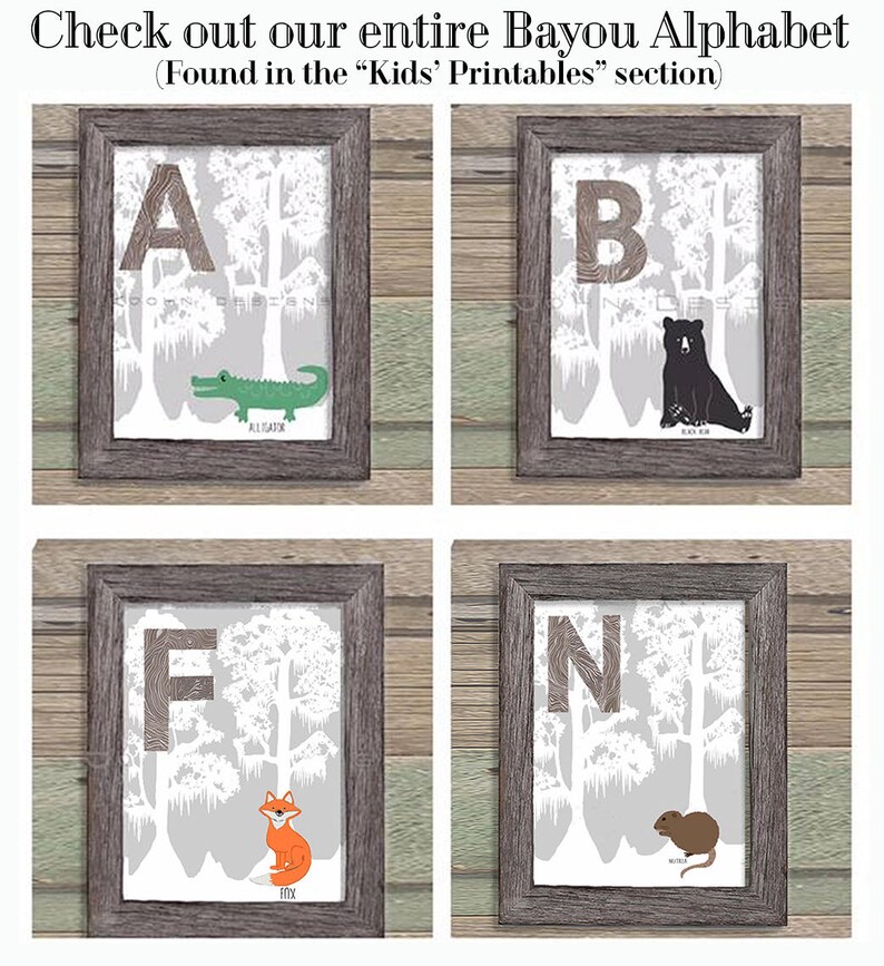 Louisiana Abcs Letter L Alphabet Nursery Decor Woodland - Etsy