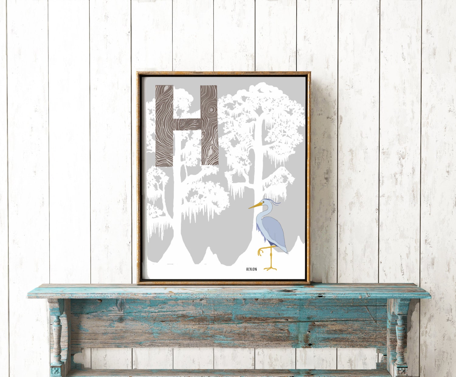 Bayou Alphabet Critters. Letter H. Heron. Digital Download. Children's ...