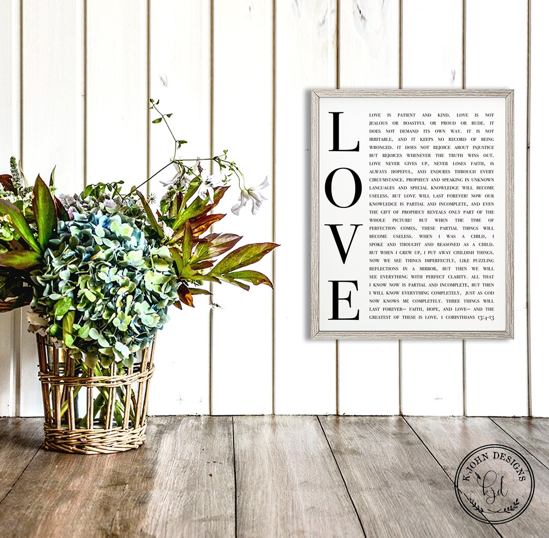 Love Scripture Printable 1 Corinthians 13 Instant Art Print - Etsy