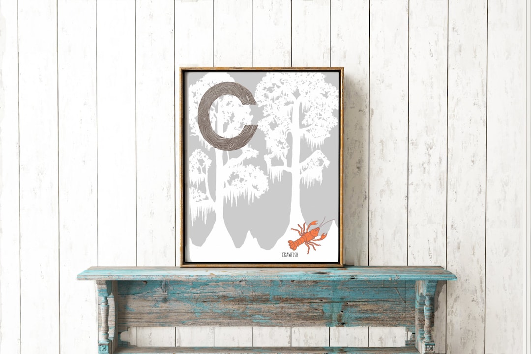 Bayou Alphabet Critters. Letter C. Crawfish. Children's Room, Nursery ...