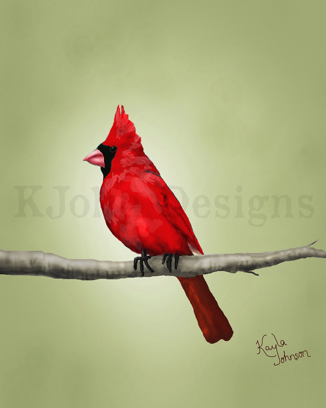 Cardinal Art Print Red Bird Painting Cardinal Painting - Etsy