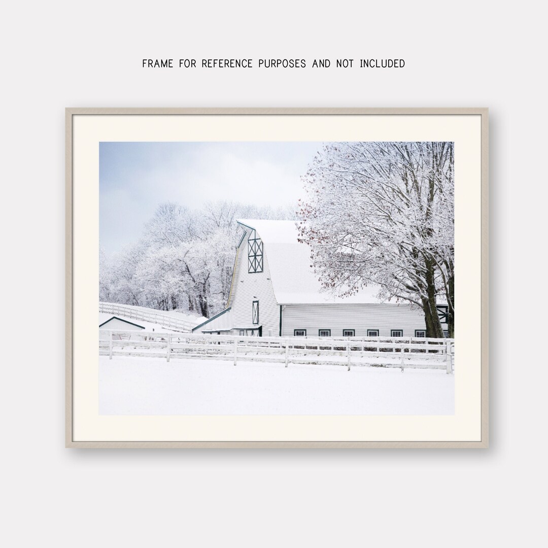 Rustic Snowy White Barn Landscape Photo Print Winter - Etsy
