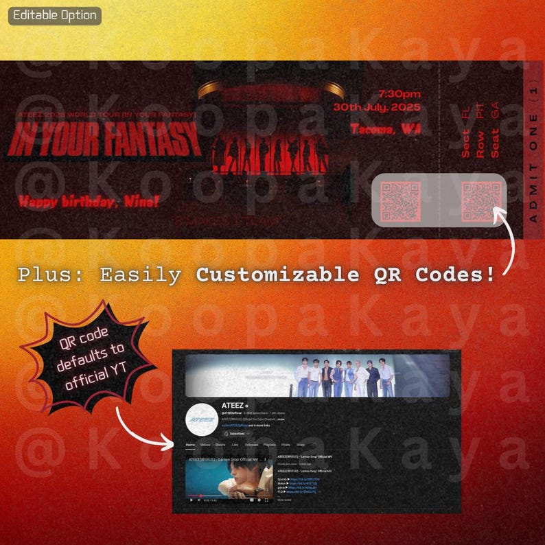 Editable ATEEZ Concert Tickets World Tour NA Ver. | Creative Digital ...