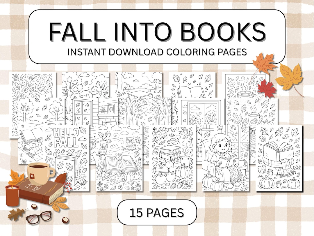 Autumn Reading Coloring Pages: Cozy Fall Reading (A4 PDF File) - Etsy