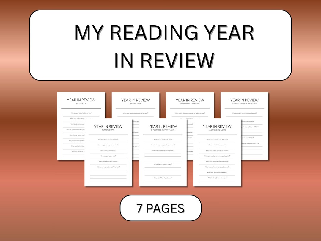 Reading Year Reflection Journal: Book Lover Gift (A5 PDF) - Etsy