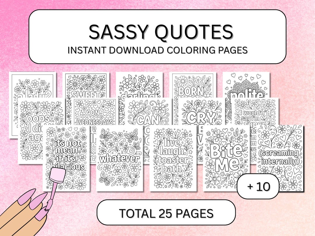 Sassy Quotes Coloring Pages: Real Talk Vibes (A4 PDF Files) - Etsy