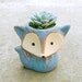 Cute Turquoise/brown Fox Animal Planter Pot With Living - Etsy
