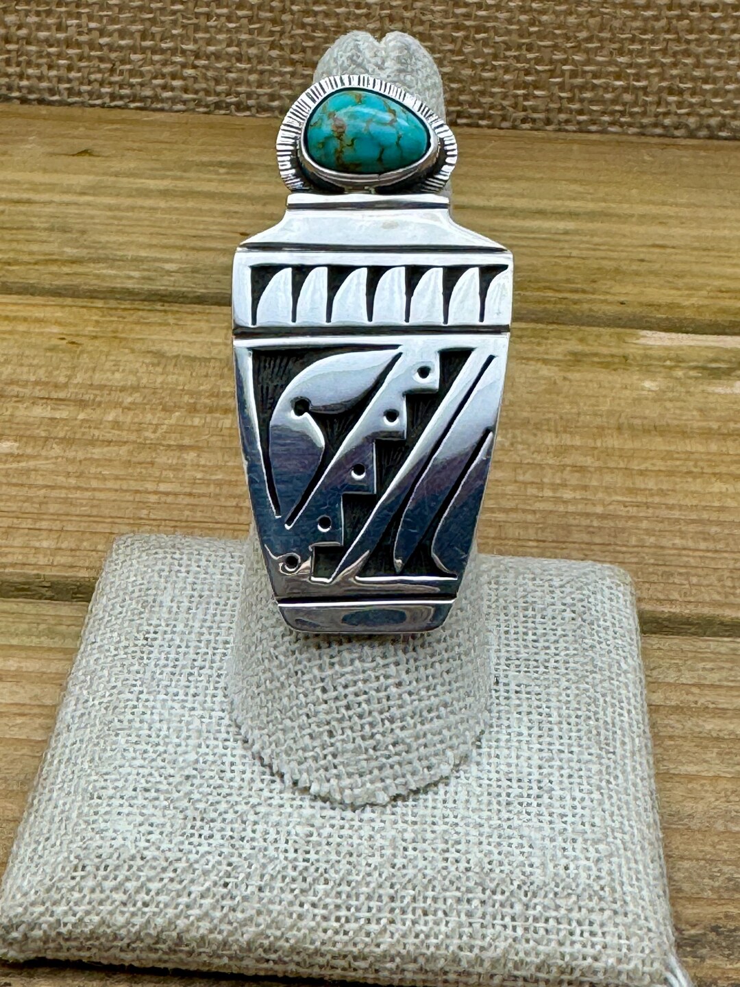 Sterling Silver Tim Yazzie Overlay Turquoise Ring Size 9 - Etsy