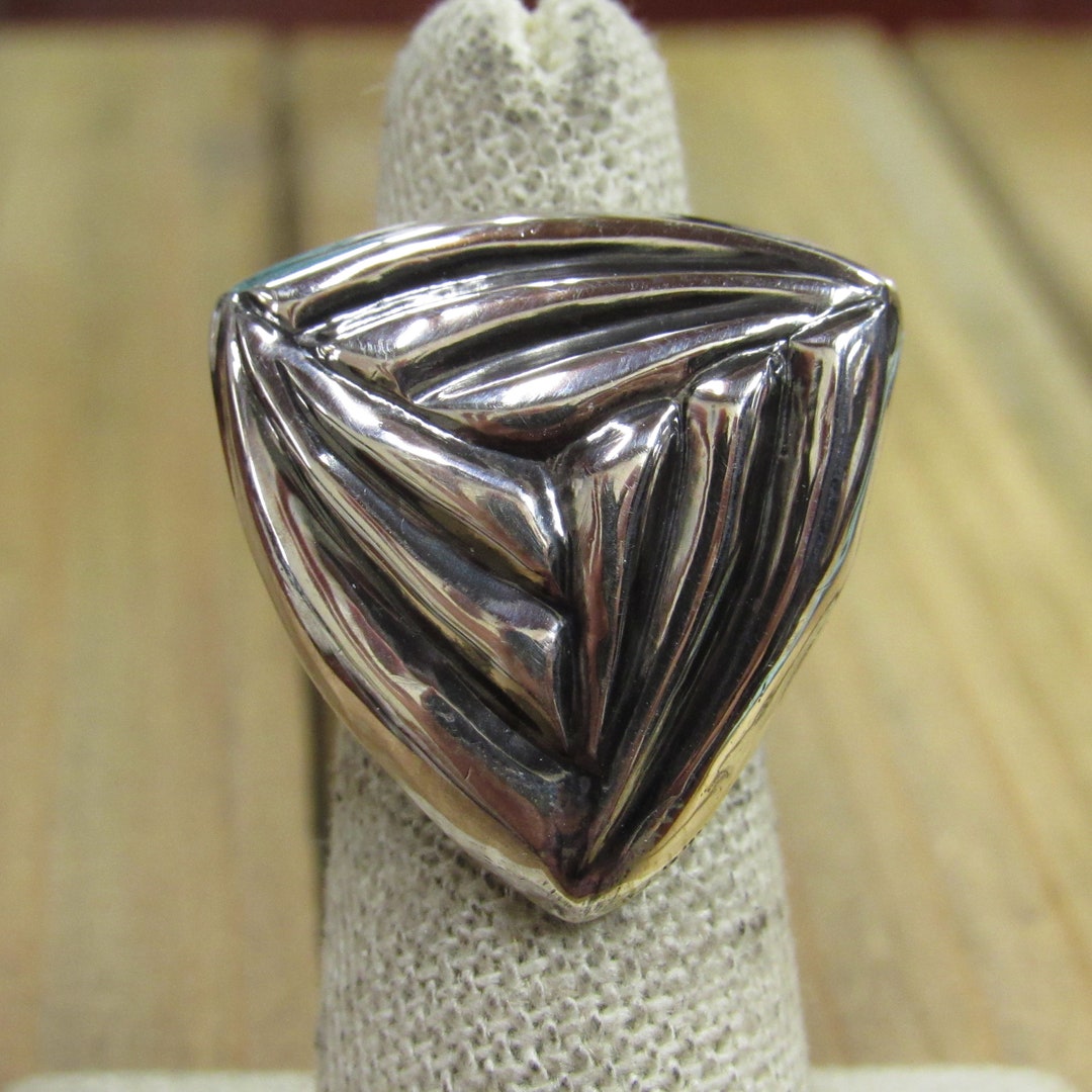 Triangle Vintage Sterling Silver Ring Size 6.25 - Etsy
