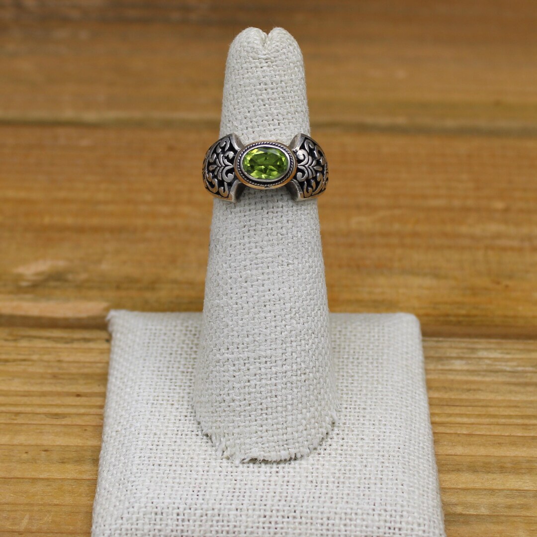 Vintage Sterling Silver Filigree Peridot With 10KT Gold Accent Ring ...