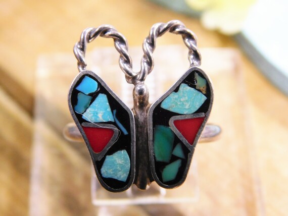 coral turquoise chip ring - Gem