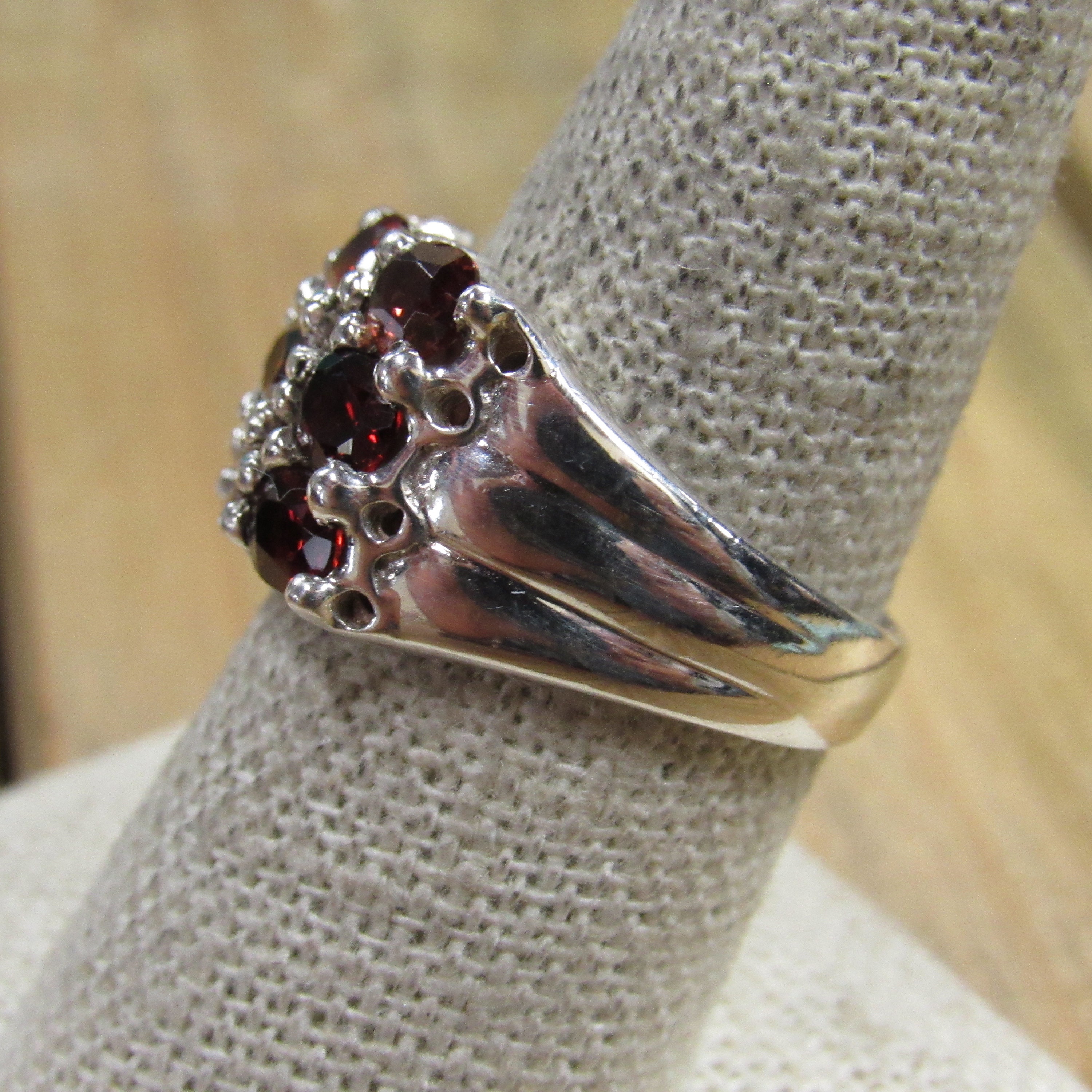 Vintage Sterling Silver Red Stone Ring Size 9 - Etsy