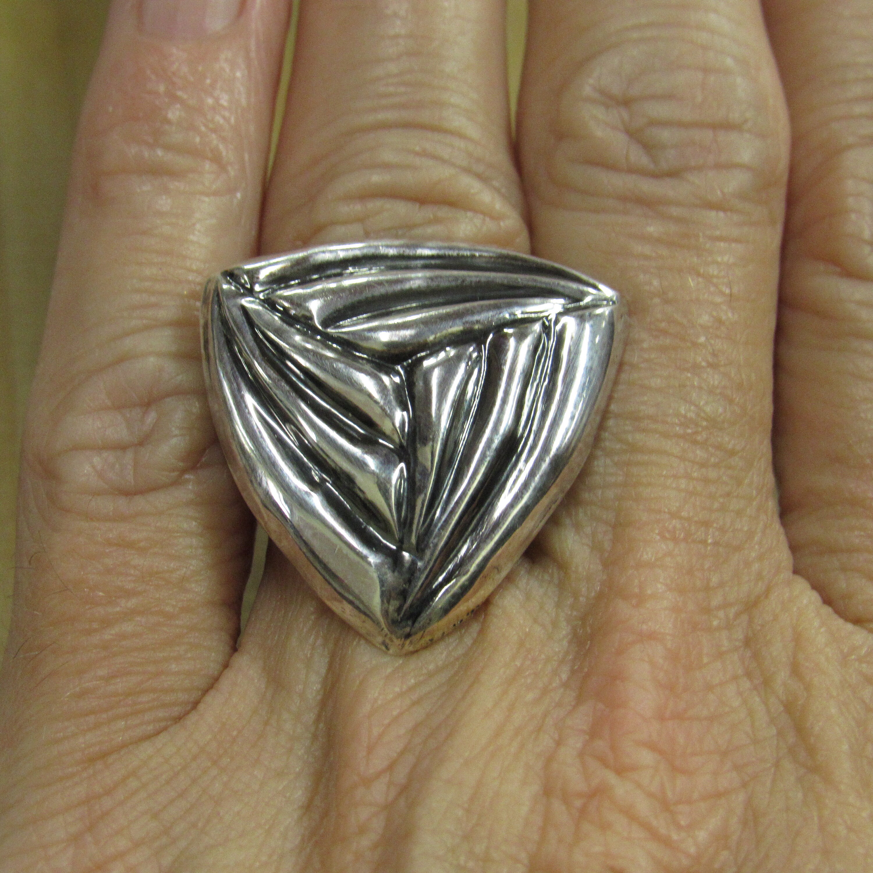 Triangle Vintage Sterling Silver Ring Size 6.25 | Etsy