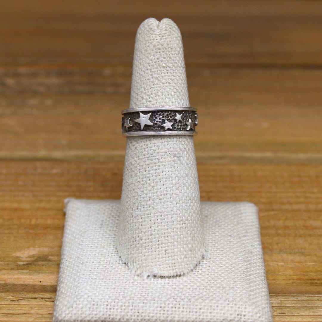 Vintage Sterling Silver Star Band Ring Size 6.5 - Etsy