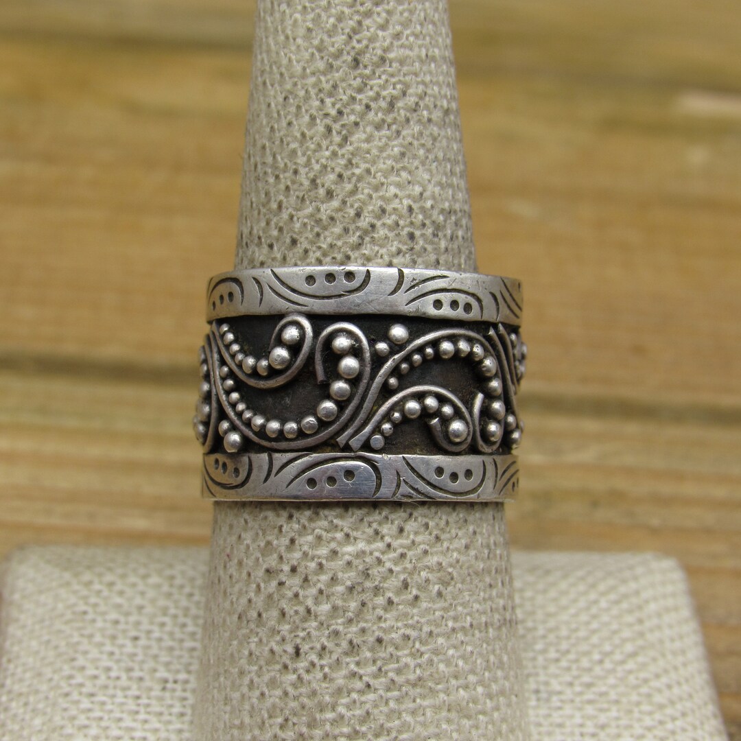 Vintage Sterling Silver Hand Made Filigree Wide Band Ring Size 9.25 - Etsy