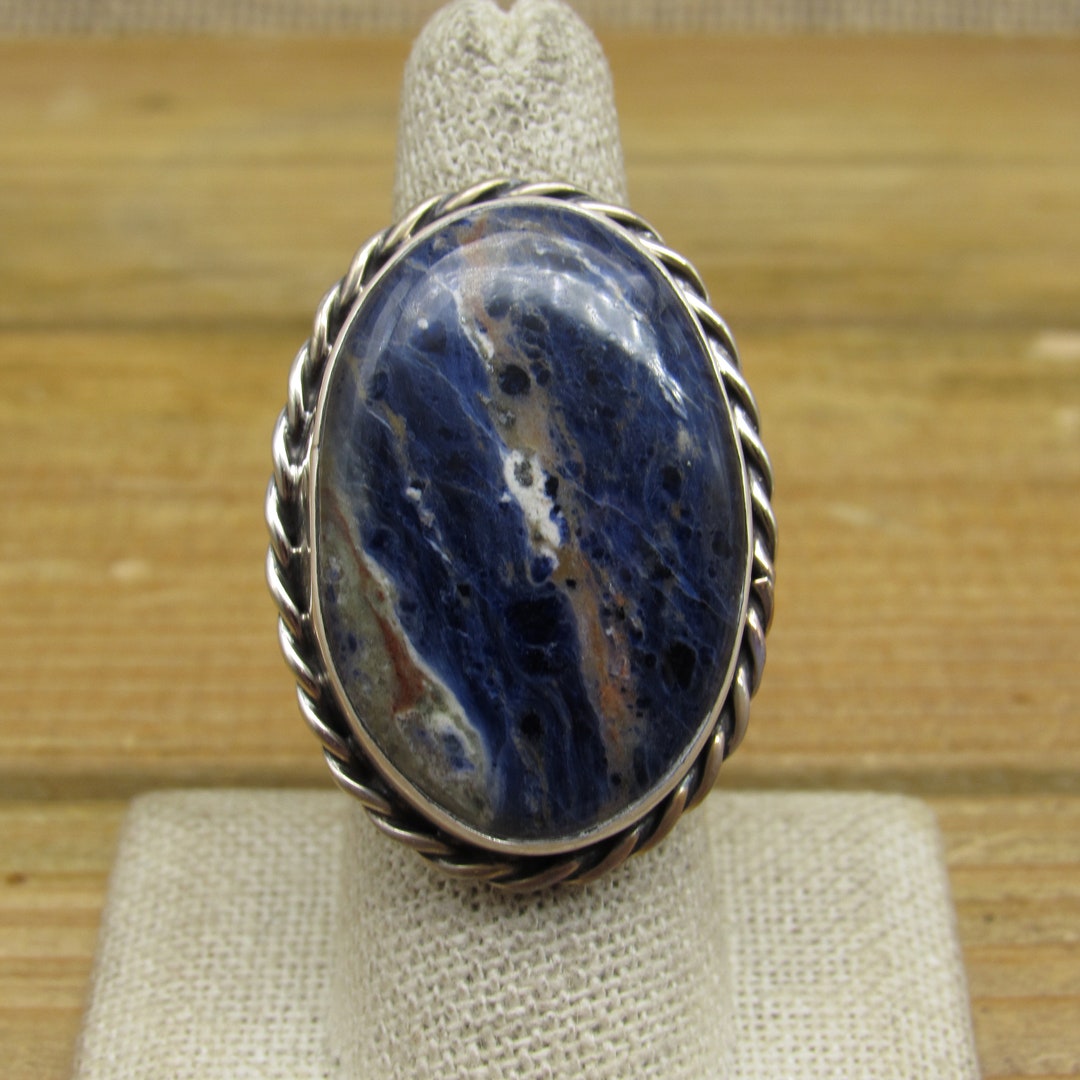 New Sterling Silver Oval Shaped Sodalite Ring by Jose Campos Size 8.5 ...
