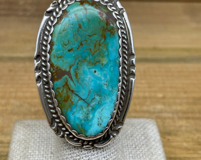 Sterling Silver Vintage Oval-shaped Turquoise With Brown Matrix Ring ...