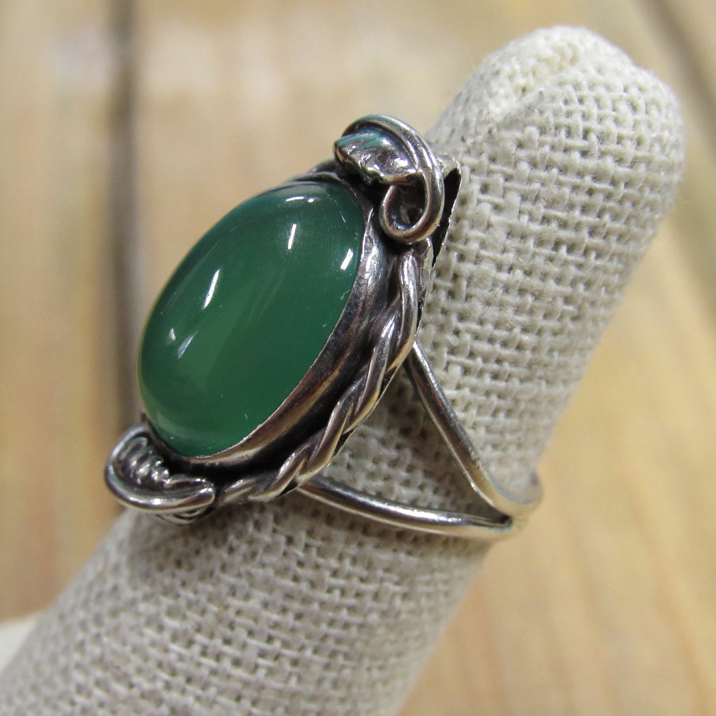 Vintage Sterling Silver Green Ring Size 5.25 | Etsy