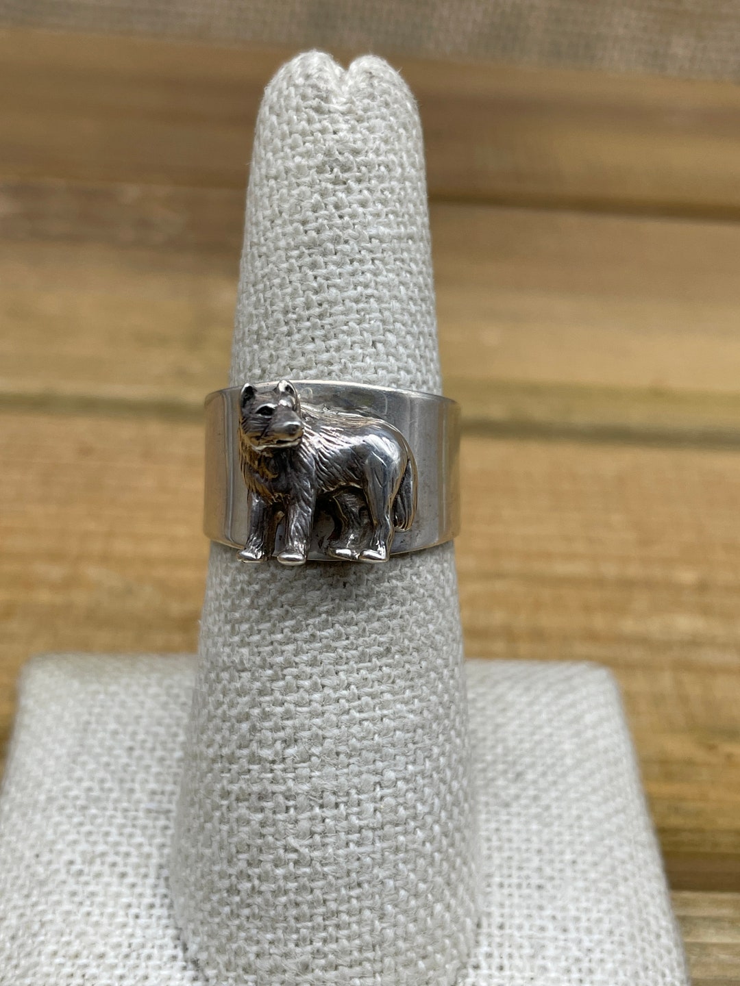 Vintage Sterling Silver Wolf Band Ring Size 7.25 - Etsy