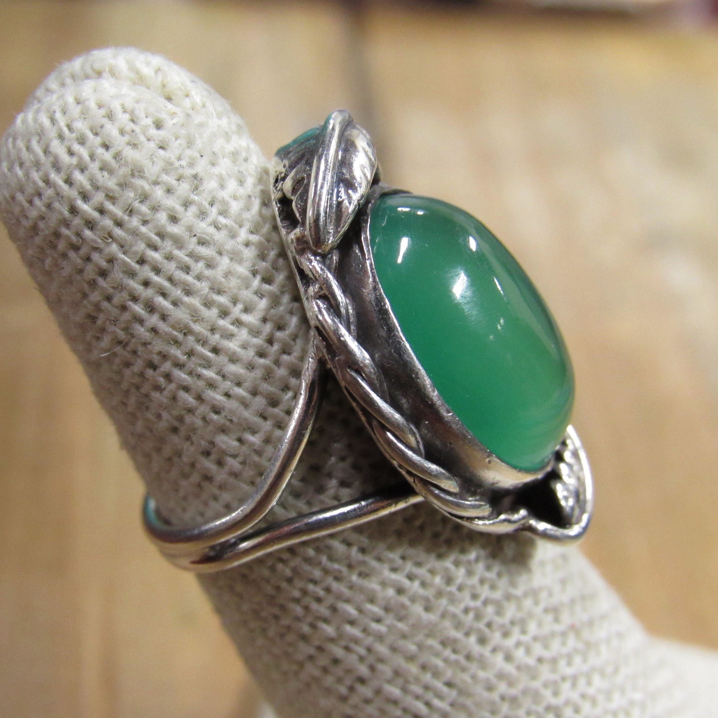 Vintage Sterling Silver Green Ring Size 5.25 | Etsy