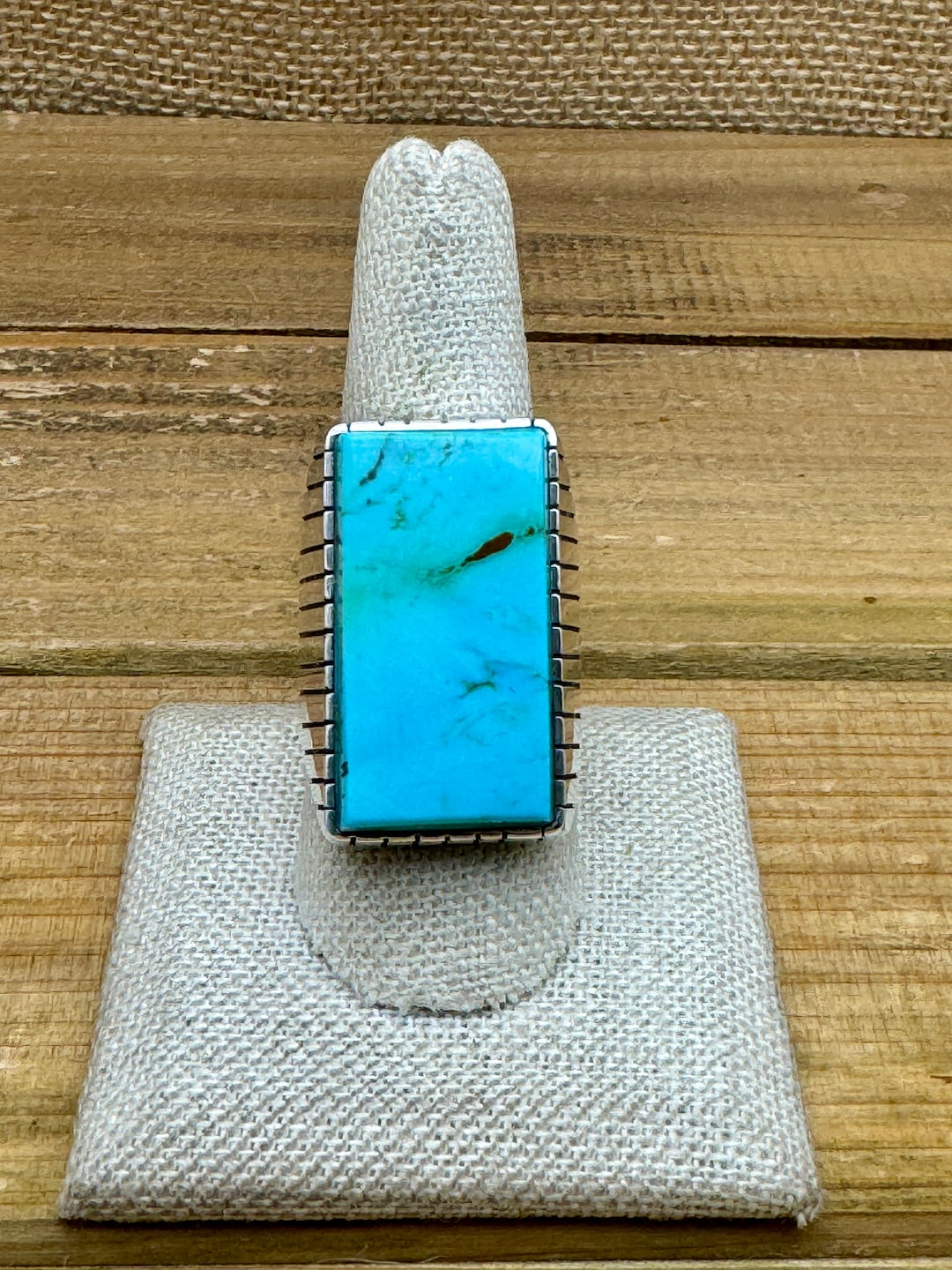 Vintage Sterling Silver Bold Rectangular Turquoise Ring Size 10.25 - Etsy