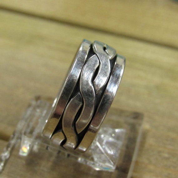 Vintage Sterling Silver Spinner Men's Ring Band Size … - Gem