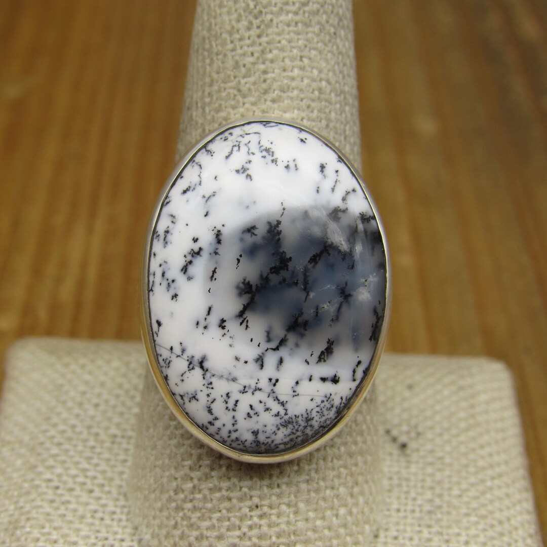 New Sterling Silver Oval-shaped Dendrite Opal Ring Size 10 - Etsy