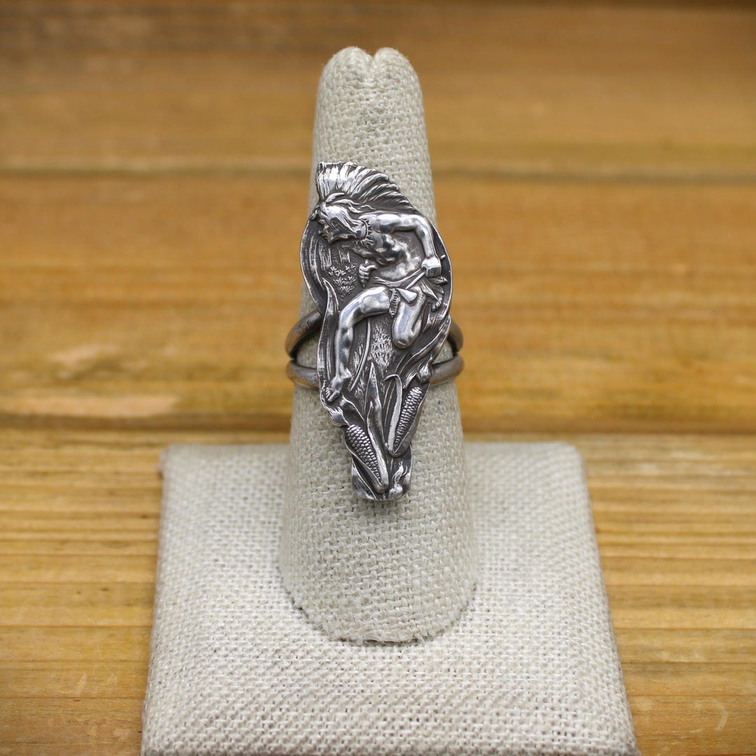 Vintage Sterling Silver Native American Western-themed Spoon Ring Size ...