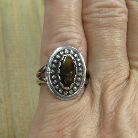 Vintage Sterling Silver Shadow Box Fire Agate Ring Si… - Gem