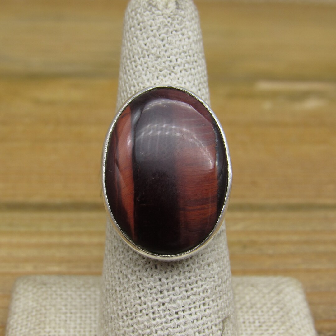 New Oval Shaped Red Tigers Eye Ring Size 8 by Jose Campos - Etsy