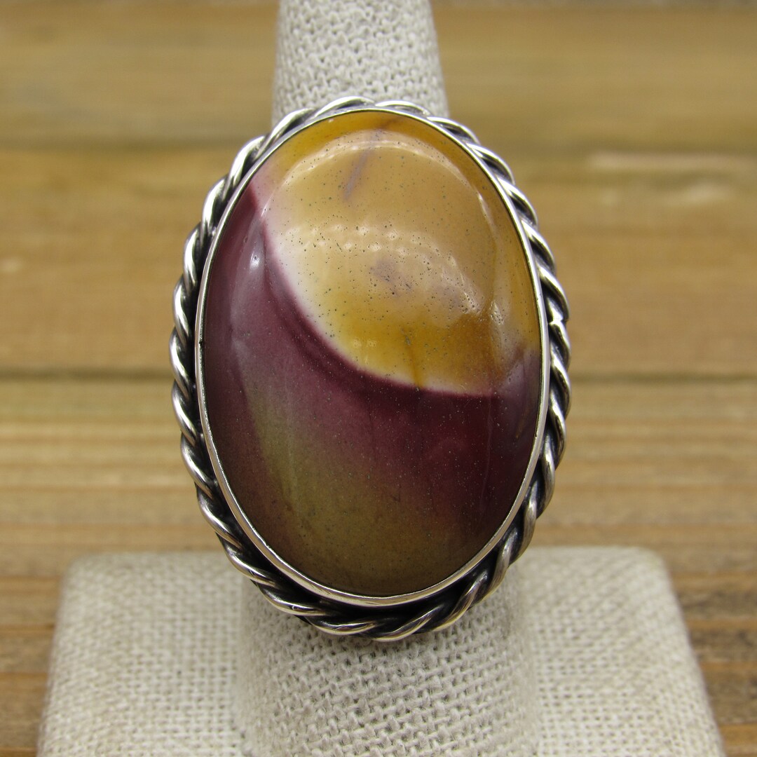 New Sterling Silver Oval Mookaite Jasper Statement Ring Size 9 by Jose ...